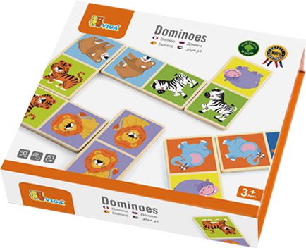 WOODEN DOMINOES WILD ANIMALS – Clever Toys